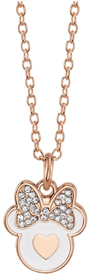 Disney Rose Gold-Tone Minnie Mouse Crystal Pendant Necklace in Silver ...