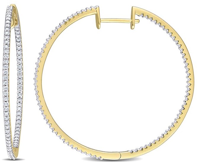 Diamond Select Cuts 14K 0.96 Ct. Tw. Diamond Inside Out Hoops ...