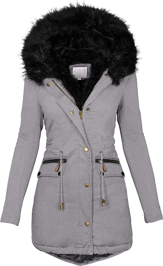 Alueeu Winter Coats Women Fur Hood: Womens Parka Coat Hooded Faux Fur ...