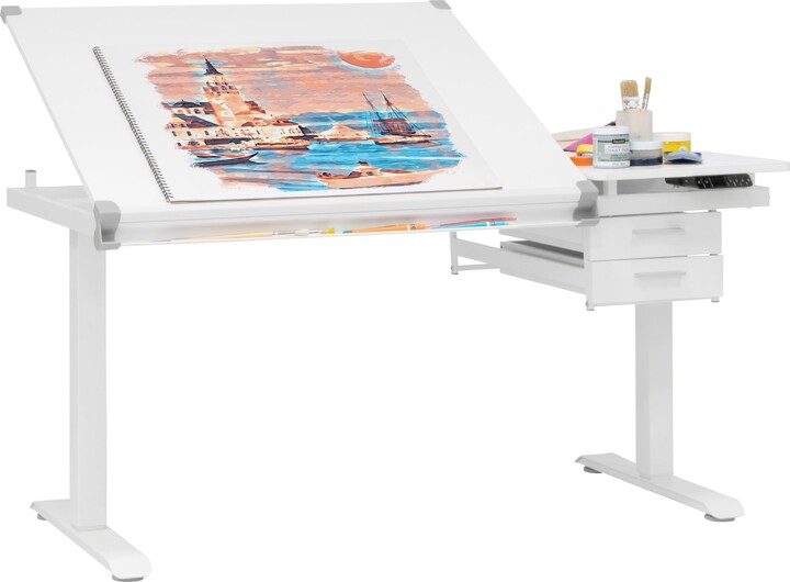SD STUDIO DESIGNS Graphix II eLift Split Top Height Adjustable Drafting ...