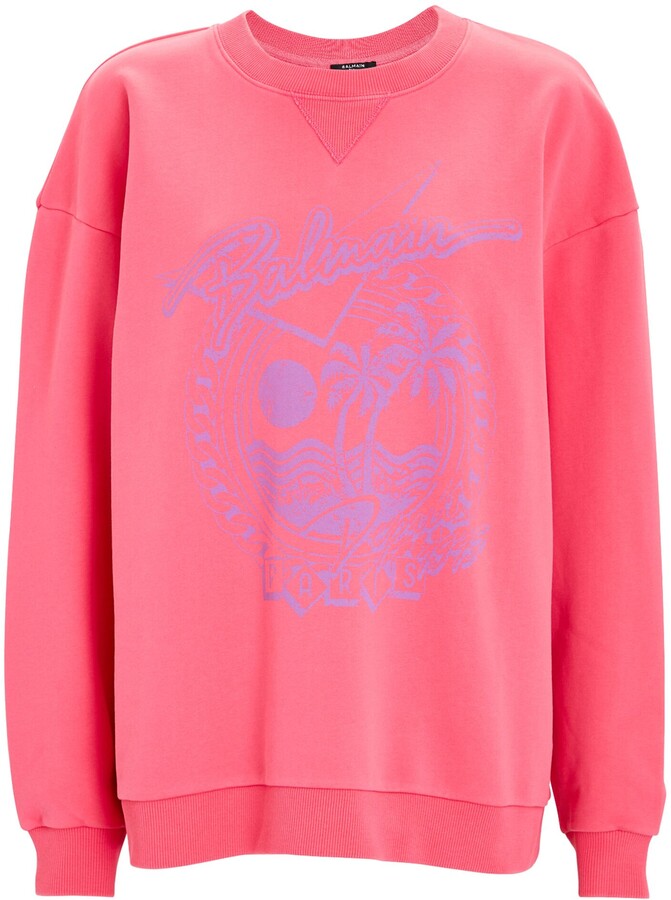 Balmain Palm Tree Logo Sweatshirt - ShopStyle
