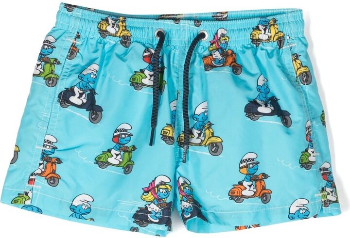 MC2 Saint Barth Kids Smurf-print swim shorts - ShopStyle