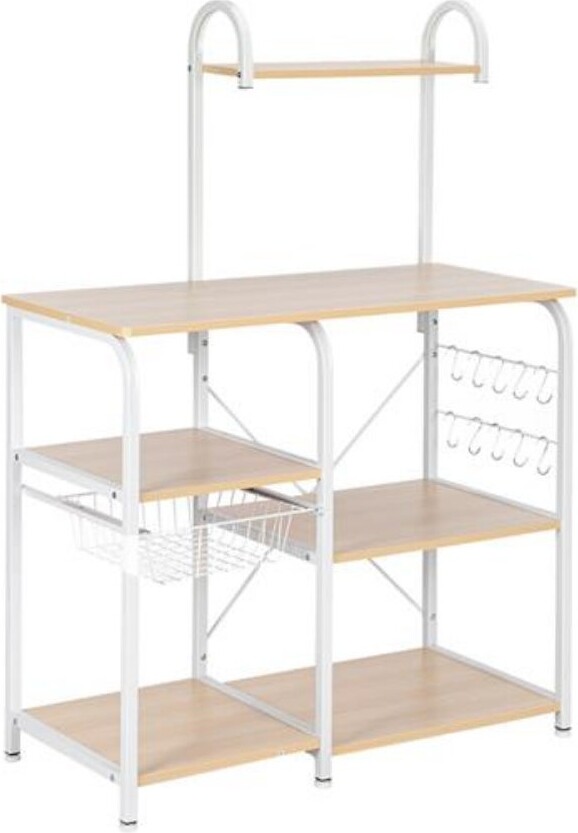 Light Beige Kitchen Bakers Rack Utility Storage Shelf 4-Tier Shelf for ...