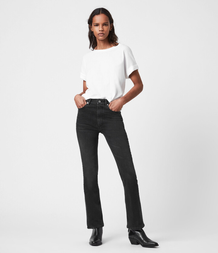 AllSaints Ciara High-Rise Bootcut Jeans, Washed Black - ShopStyle