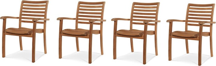 Curated Maison Mathieu Outdoor Teak Dining Stacking Armchair (Set Of 4 ...