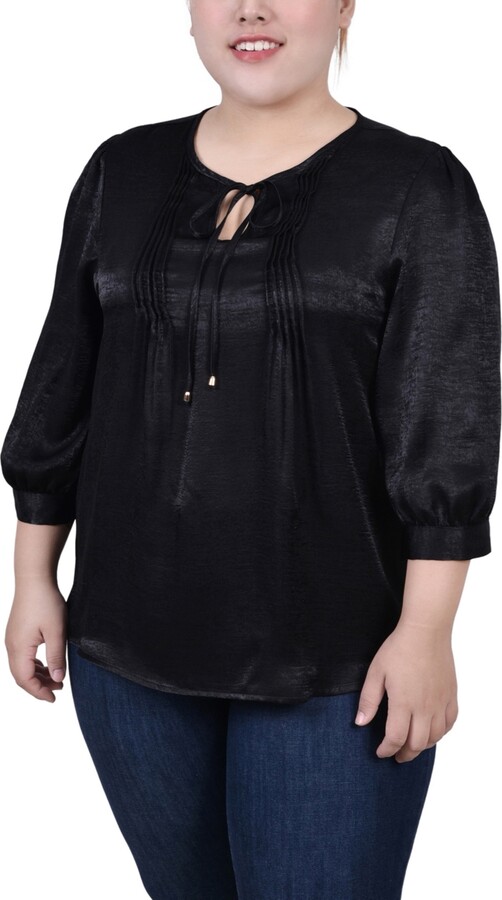 NY Collection Plus Size Satin Blouse - ShopStyle