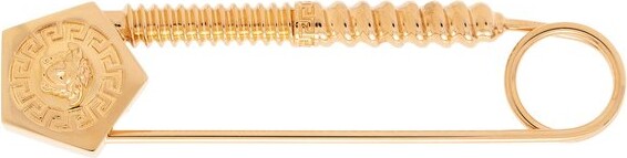 Versace Medusa Safety Pin Logo-Engraved Brooch - ShopStyle
