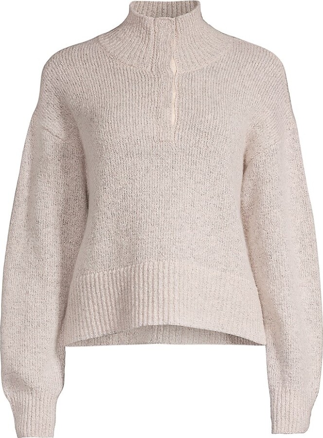 525 America Boxy Snap-Front Turtleneck Sweater - ShopStyle