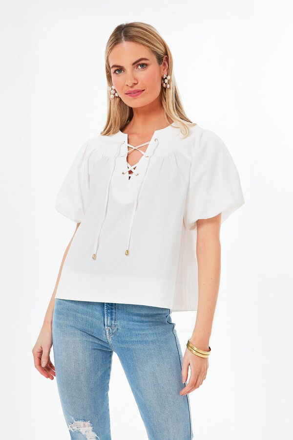 Pomander Place White Tie Front Robbie Top - ShopStyle