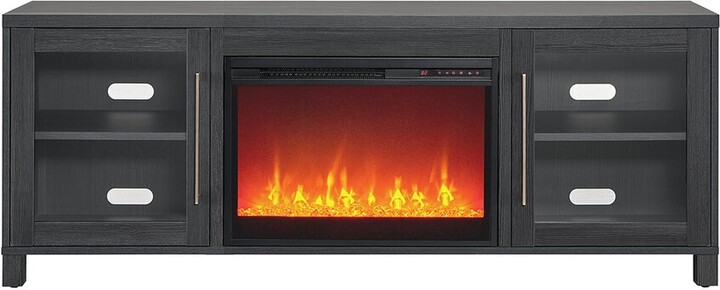 Abraham + Ivy Quincy Rectangular Tv Stand With 26" Crystal Fireplace ...