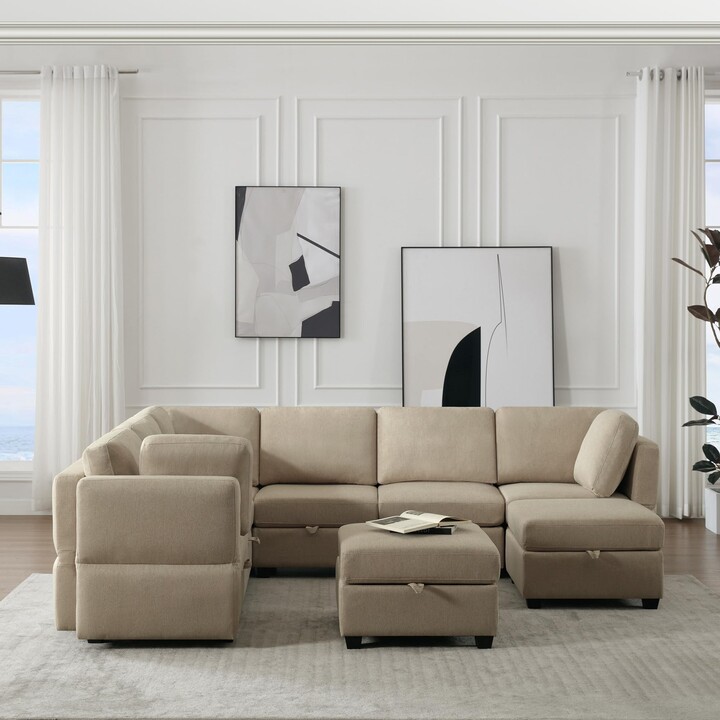 Qgqurh Modular Sectional Storage Seat Oversized U Shaped Reversible