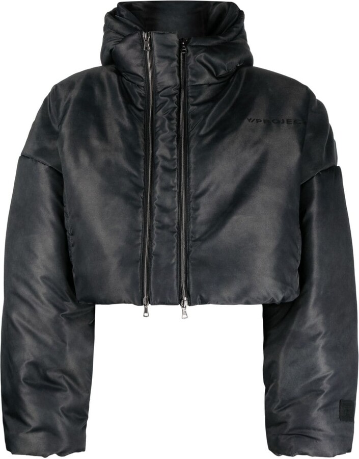 Y/Project Logo-Embroidered Cropped Puffer Jacket - ShopStyle