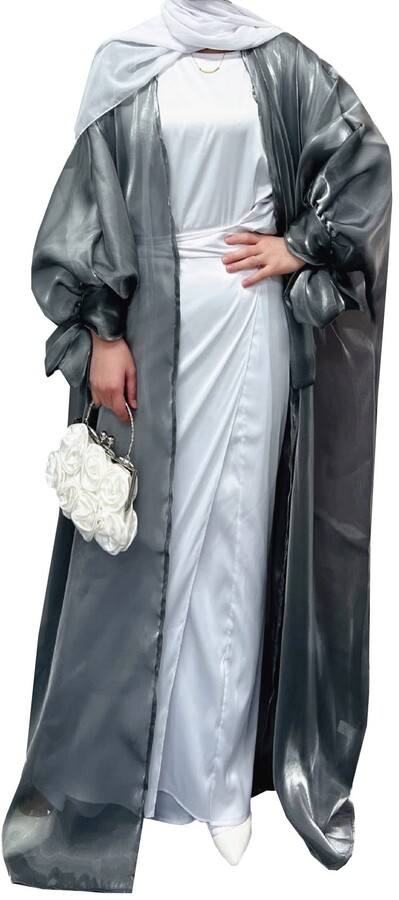 DFGHN Women Chiffon Muslim Cardigan Dress- Islamic Abaya Dubai Robe ...