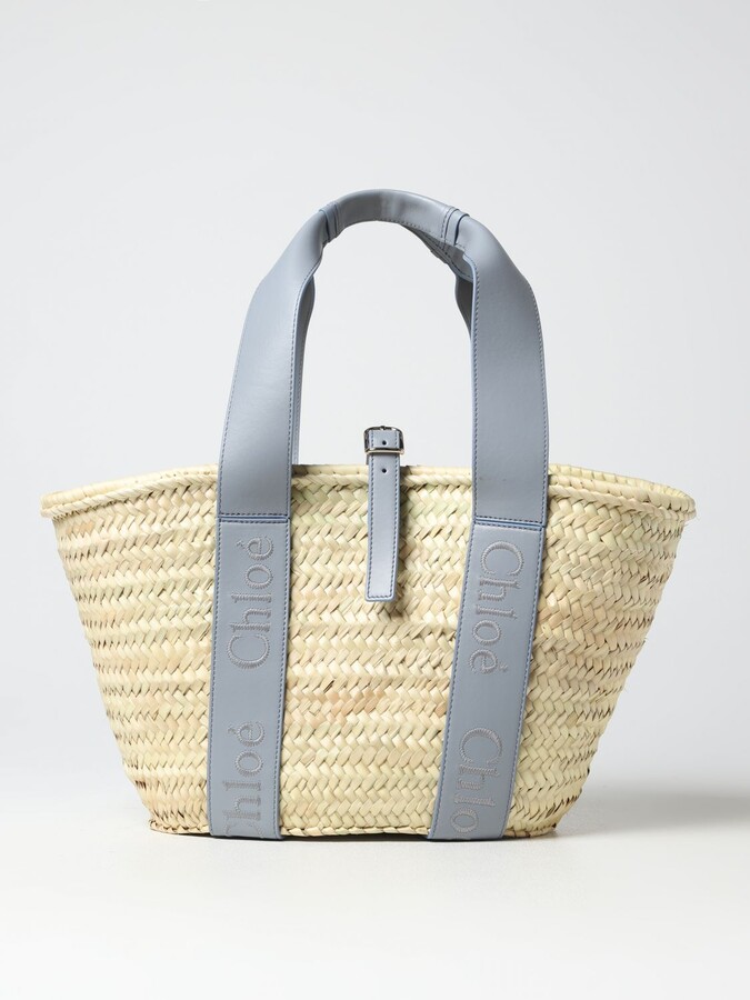 Chloé Sense bag in straw and leather with embroidered logo - ShopStyle