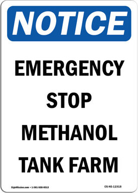 SignMission Emergency Stop Methanol Tank Farm Sign - ShopStyle Desks