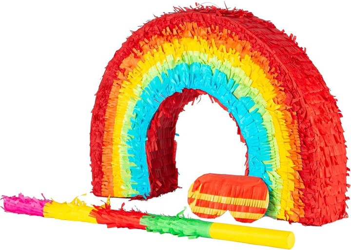 Fax Potato Pinatas Rainbow Cardboard Pinata, Stick & Blindfold Set ...