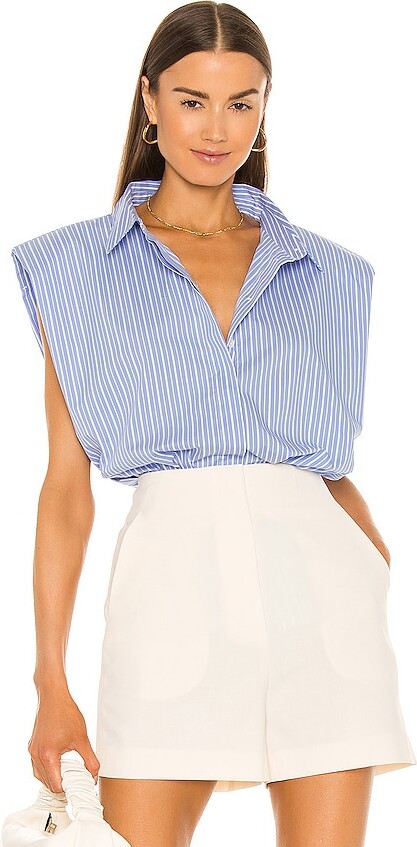 Bardot Stripe Shoulder Pad Shirt - ShopStyle Tops
