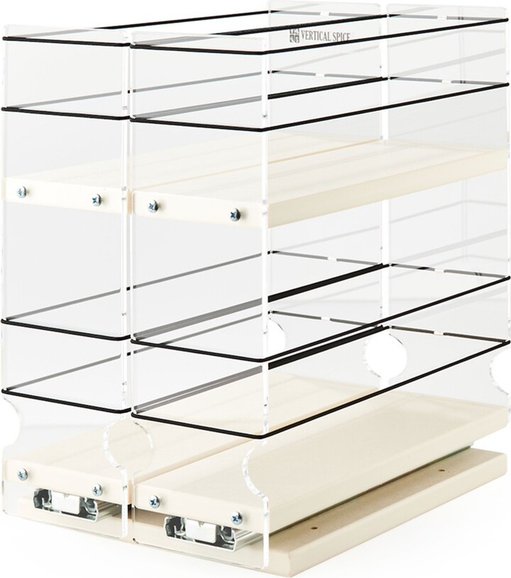 Vertical Spice 2 Tier Dual Drawer Clear Spice Rack Organizer with a ...