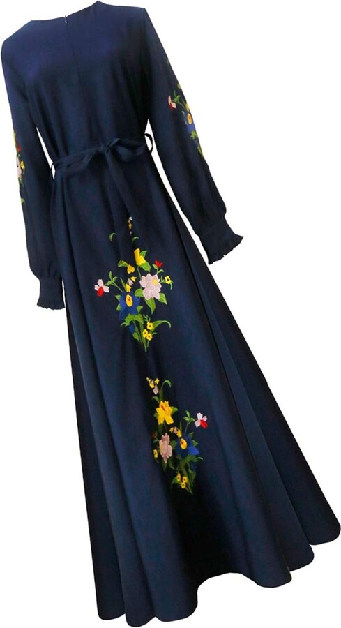 zhbotaolang Muslim Lady Embroidered Dress Woman Long Sleeve Robe ...