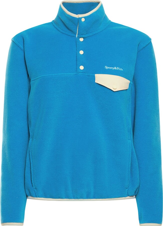 Sporty & Rich Serif logo polar fleece sweatshirt - ShopStyle