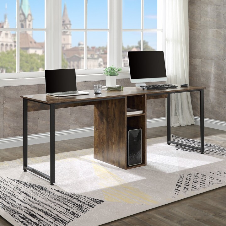 Home Office 2-Person Desk Large Double Workstation Desk Writing Desk ...