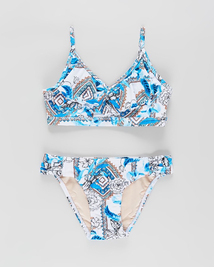 Aqua Blu Kids Girl's Blue Bikini Set - Wedgewood Frill Bikini Set ...