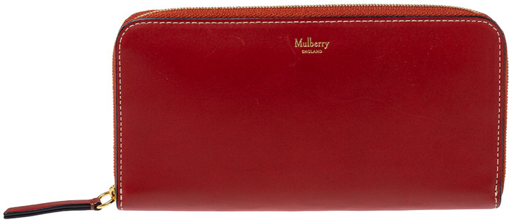 Mulberry Red Leather Zip Around Wallet - ShopStyle