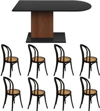 ZKuylo French retro black sintered stone dining table set - ShopStyle