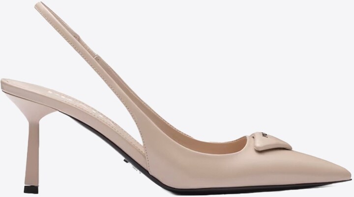 Prada 75 Brushed Leather Slingback Pumps - ShopStyle