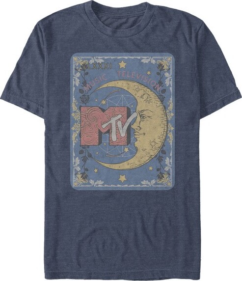 Men's MTV Moon Line Drawing Logo T-Shirt - Navy Blue Heather - Medium ...