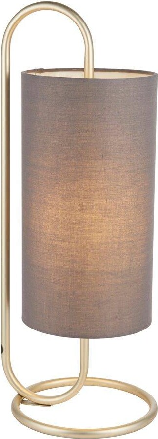 Loops Modern Antique Brass Oval Table Lamp Desk Light & Grey Fabric ...
