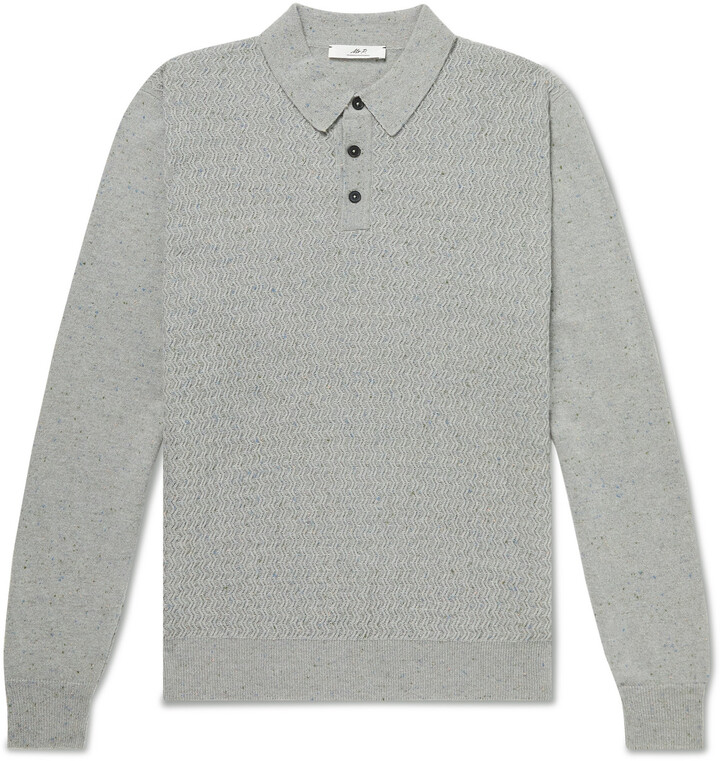 Mr P. Racking Stitch Donegal Wool Polo Shirt - ShopStyle