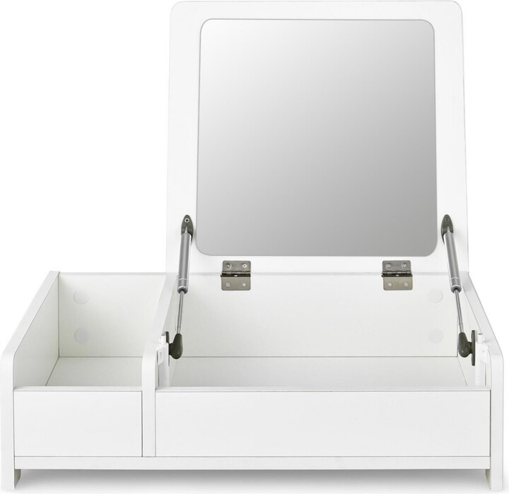 Slickblue Compact Bay Window Makeup Dressing Table with Flip-Top Mirror ...