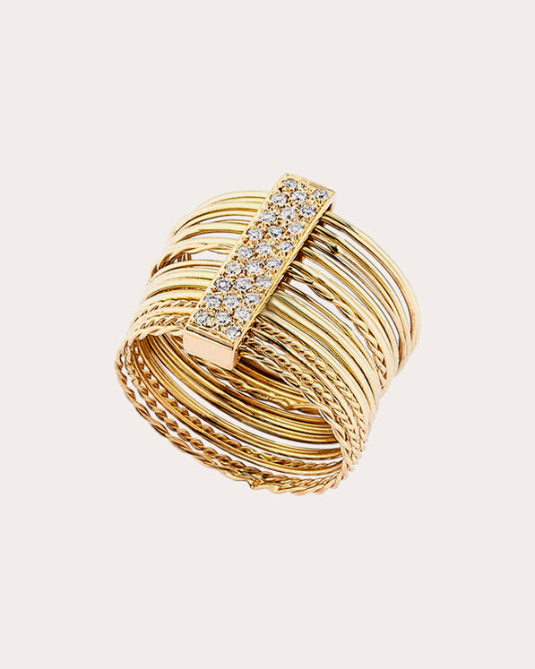 Her Story Attached Coils 14K Gold Diamond Multi-Band Ring - ShopStyle