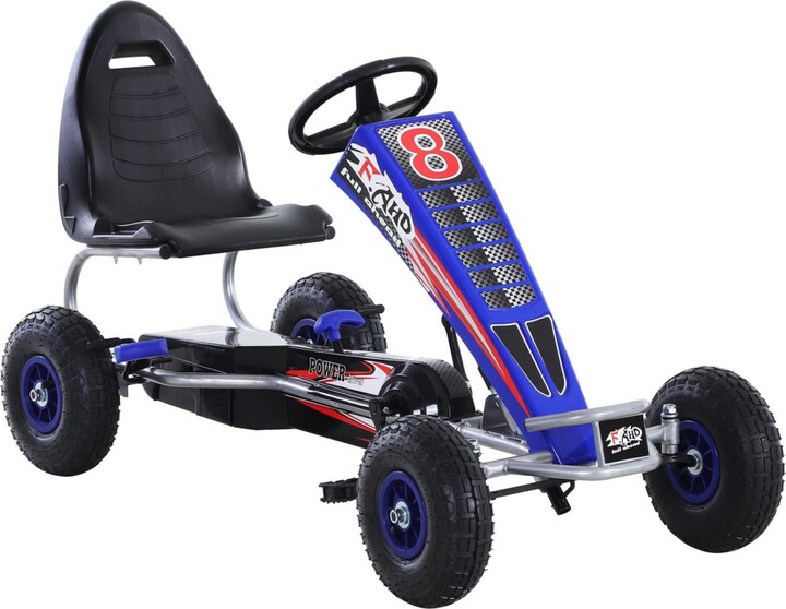 Aosom Powered Pedal Go Kart Metal Racer Kids Ride on Car, 4 Wheeled Toy ...