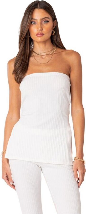 Edikted Women's Rib Strapless With Slits Tube Top - ShopStyle