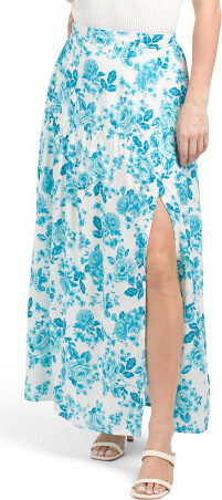 TJMAXX High Waisted Floral Maxi Skirt With Front Slit For Women - ShopStyle
