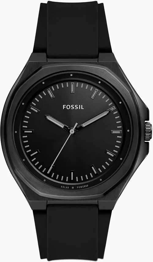 Fossil Outlet Evanston Solar-Powered Black Silicone Watch - ShopStyle