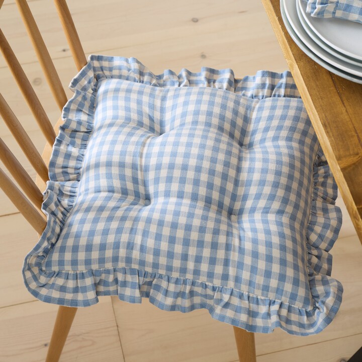 Dunelm Linford Check Frill Blue Seat Pad Blue - ShopStyle Slipcovers