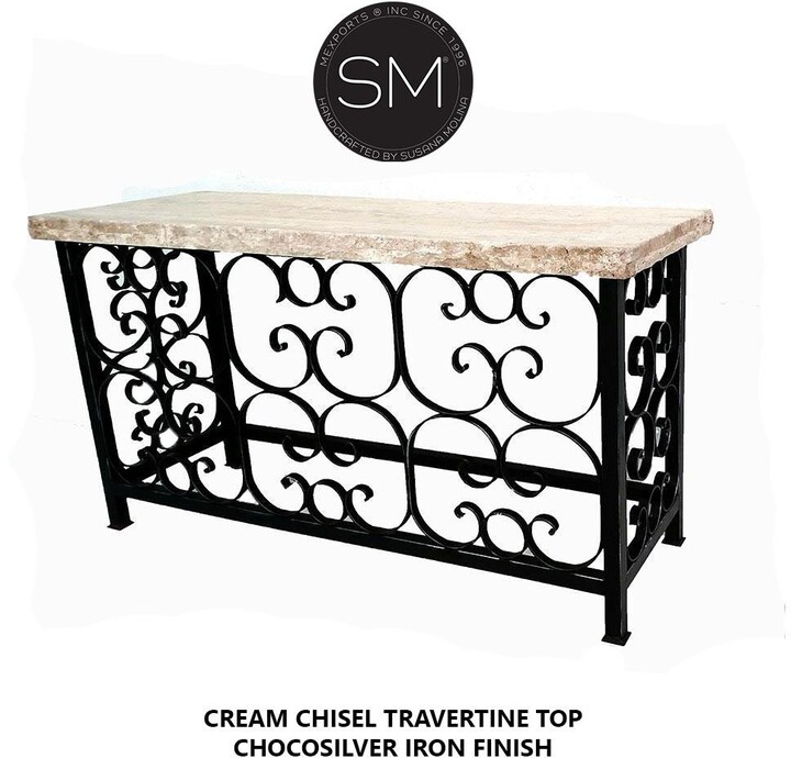 Etsy Console Table For Outdoor With Travertine Stone Top ...