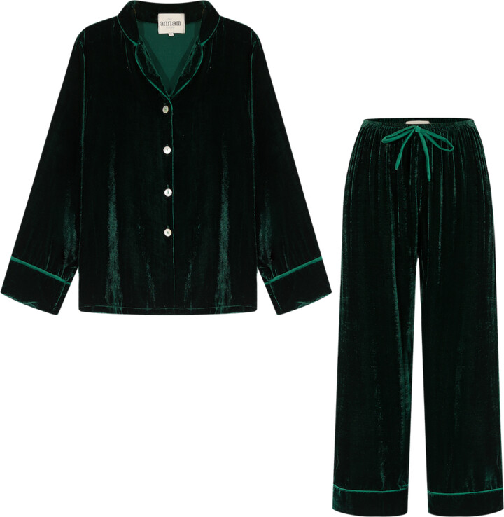 The Annam House - Velvet Pyjamas Set - Forest - ShopStyle