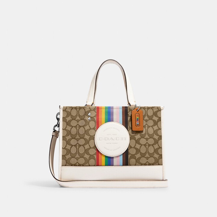 Coach Outlet Dempsey Carryall In Signature Jacquard With Rainbow Stripe ...
