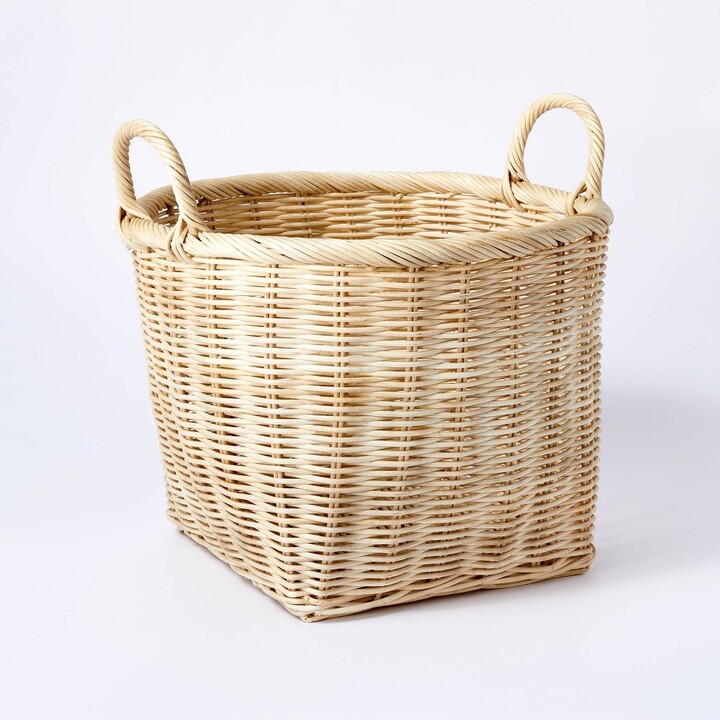 Threshold designed w/Studio McGee Medium Rattan Basket with Handles ...