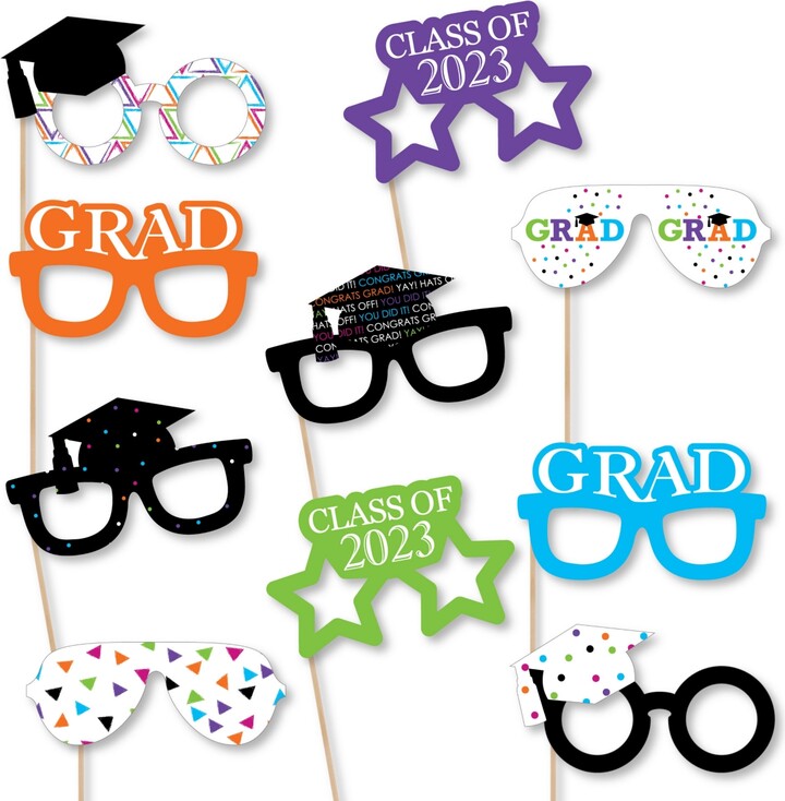 Big Dot of Happiness Hats Off Grad Glasses - 2023 Paper Graduation ...
