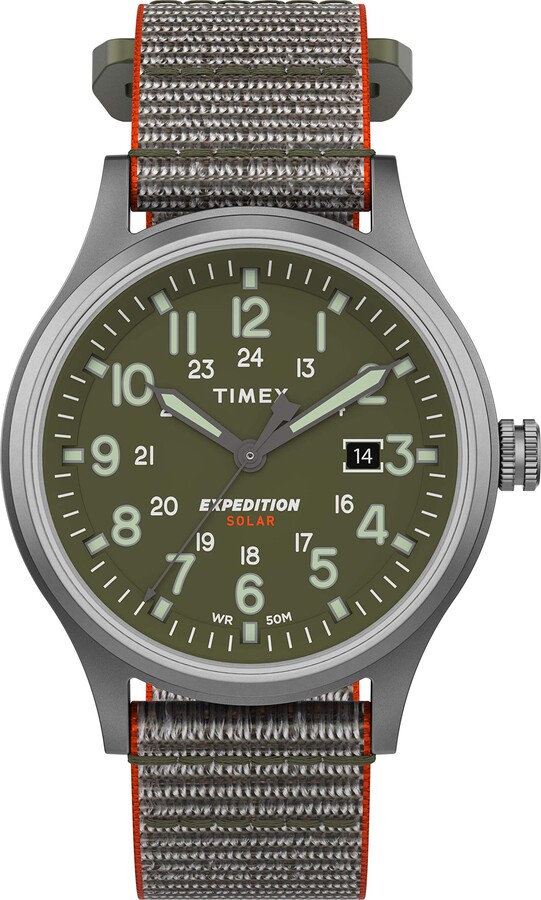 Timex Mens Expedition® Scout Solar 40mm Silver Tone Case Green Dial ...
