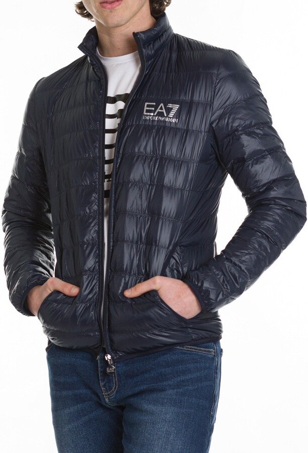 EA7 Emporio Armani Logo Printed Zipped Puffer Jacket - ShopStyle
