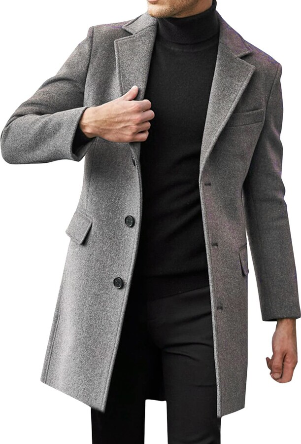 Thick Winter Coat YOUTHUP Men’s Wool Trench Coat – Winter Thick Peacoat ...