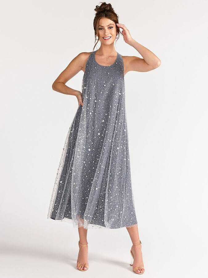 New York & Co. NY&Co Women's Sleeveless Embellished Mesh Tank Dress ...