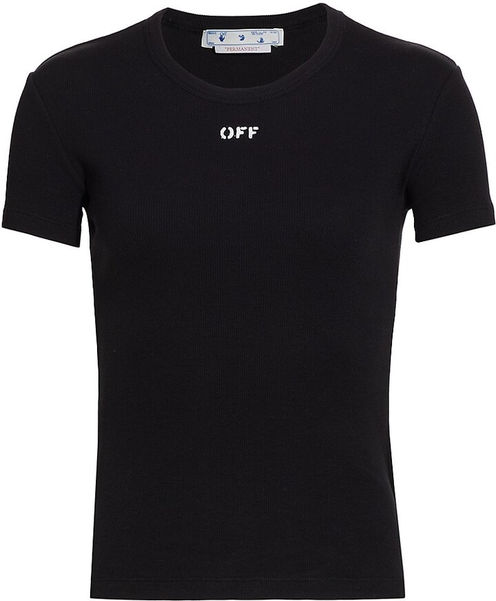 Off-White Basic Ribbed Logo Stamp T-Shirt - ShopStyle