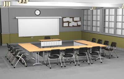 TeamWORK Tables 13 Person Training Meeting Seminar Tables with Modesty ...